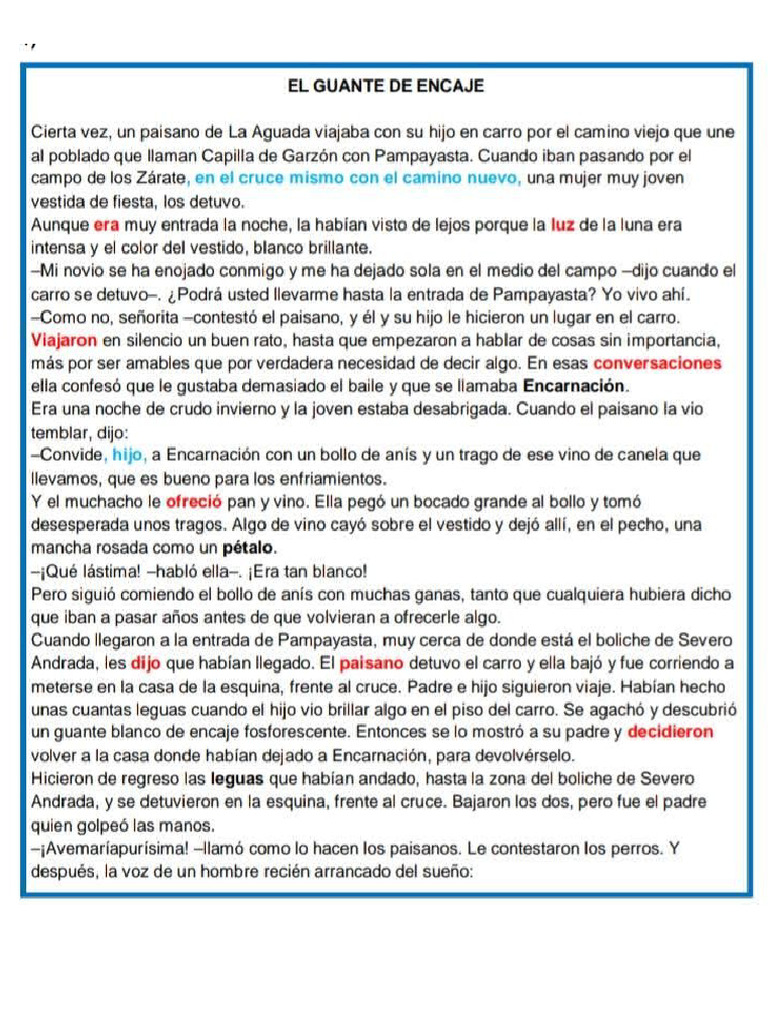 Cuento El Guante de Encaje | PDF