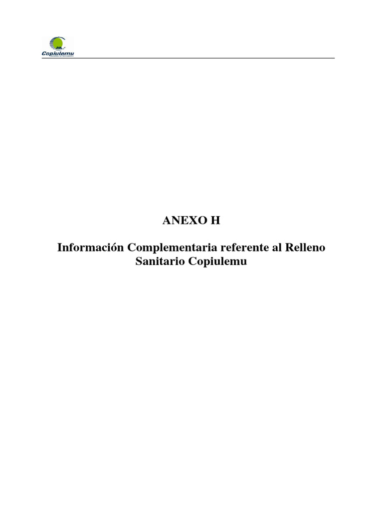 Anexo H Informacion Complementaria Relleno Sanitario | PDF