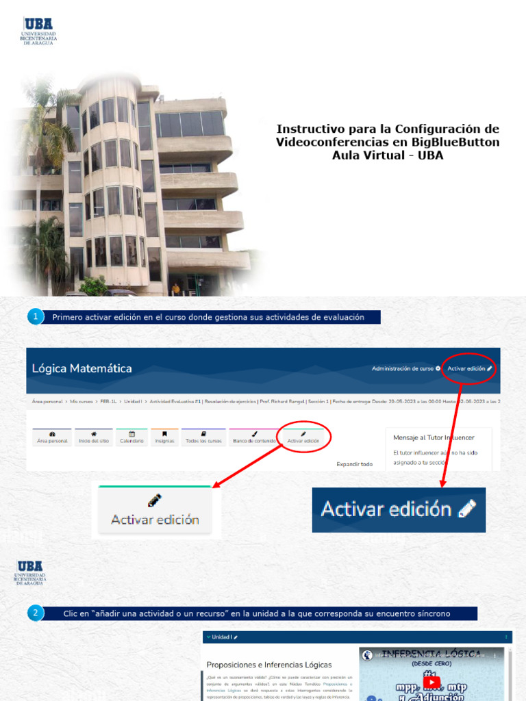 Instructivo para La Configuración de Videoconferencias en BigBlueButton Aula Virtual - UBA | PDF