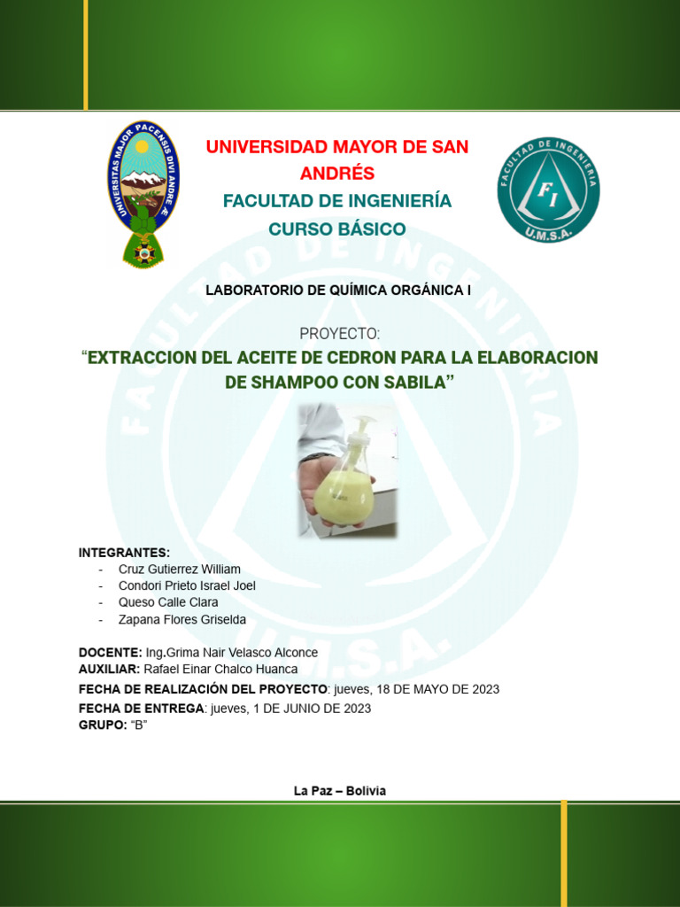 Extracción de Aceite de Cedrón para Shampoo | PDF | Destilación | Líquidos