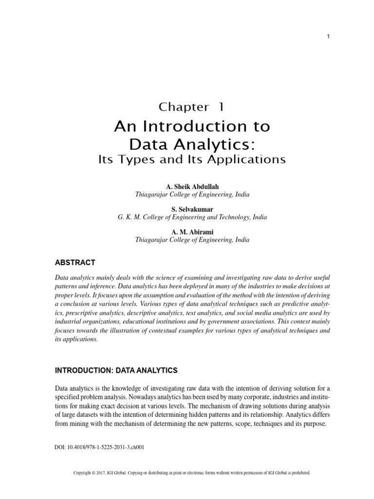 An Introduction to Data Analytics by A M Abirami[134kb,3p] | PDF