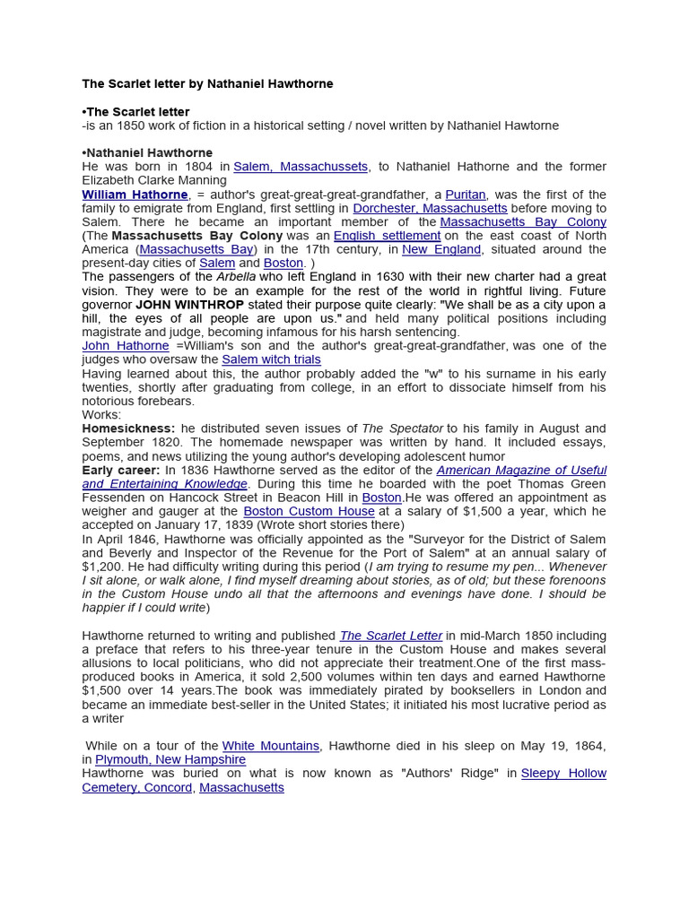 Nathaniel Hawthorne - The Scarlet Letter | PDF