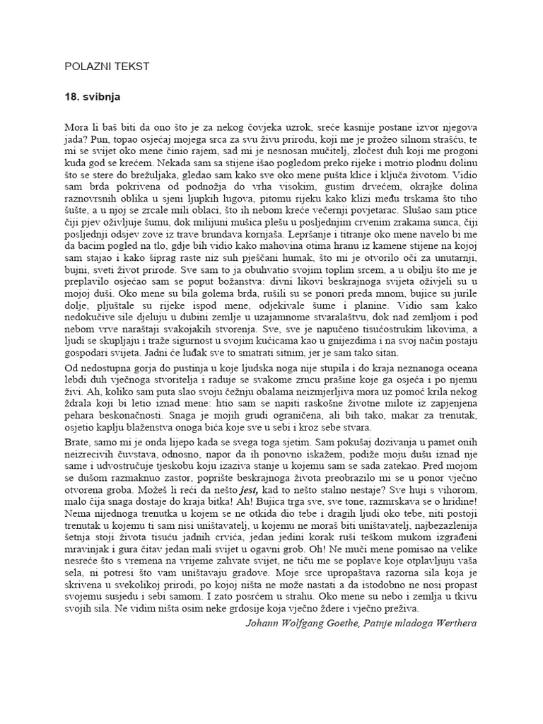 Werther - Smjernice Za Interpretativni Esej | PDF