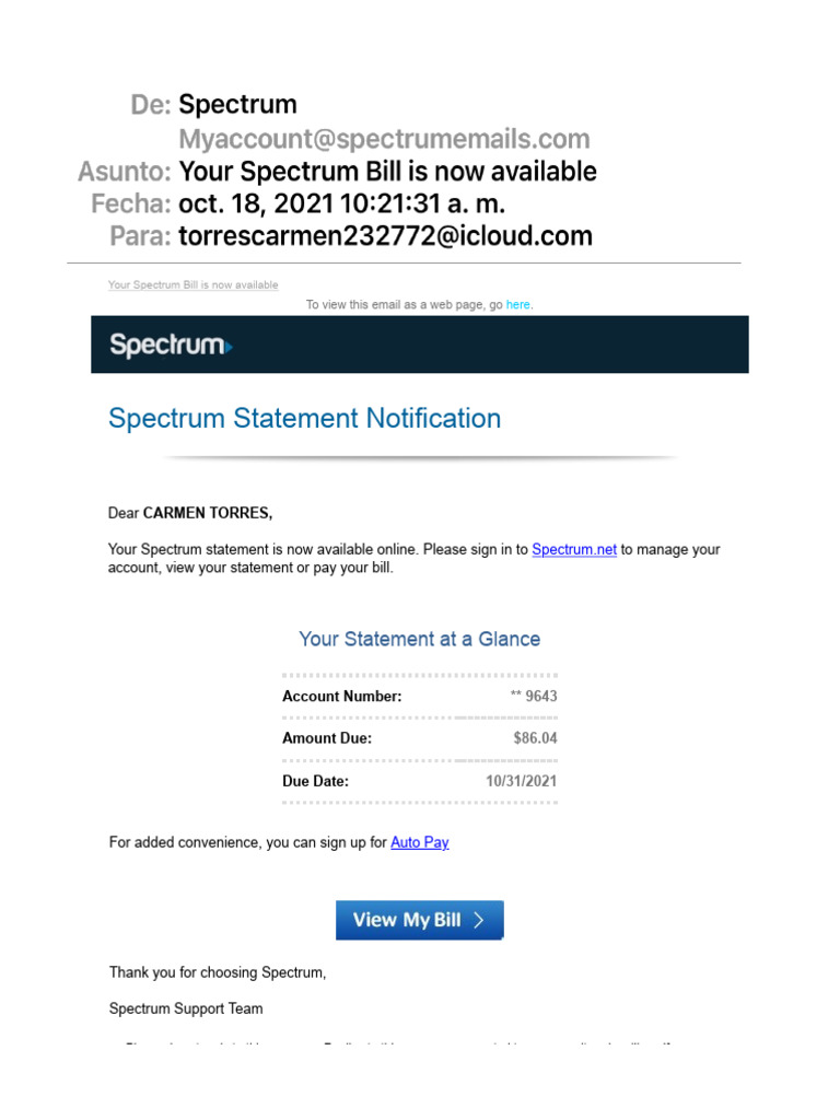 Your Spectrum Bill Is Now Available | PDF