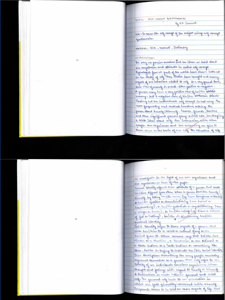 Self Concept Questionnaire | PDF