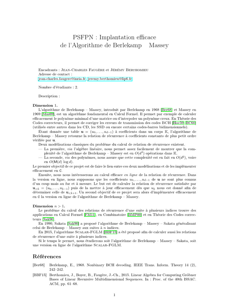 Berlekamp Massey | PDF