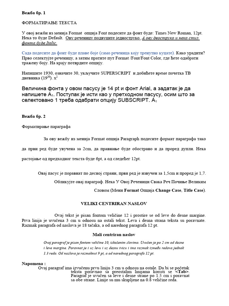 Word - Vezbe - 2 | PDF