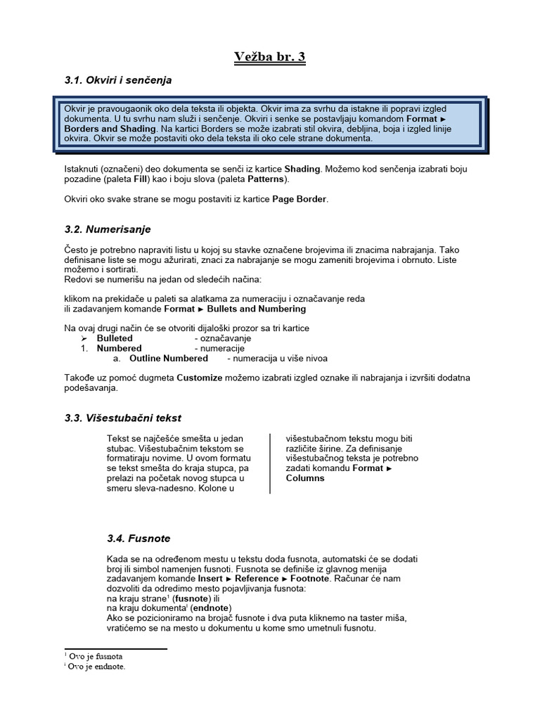 Word - Vezbe - 3 - RESENO | PDF