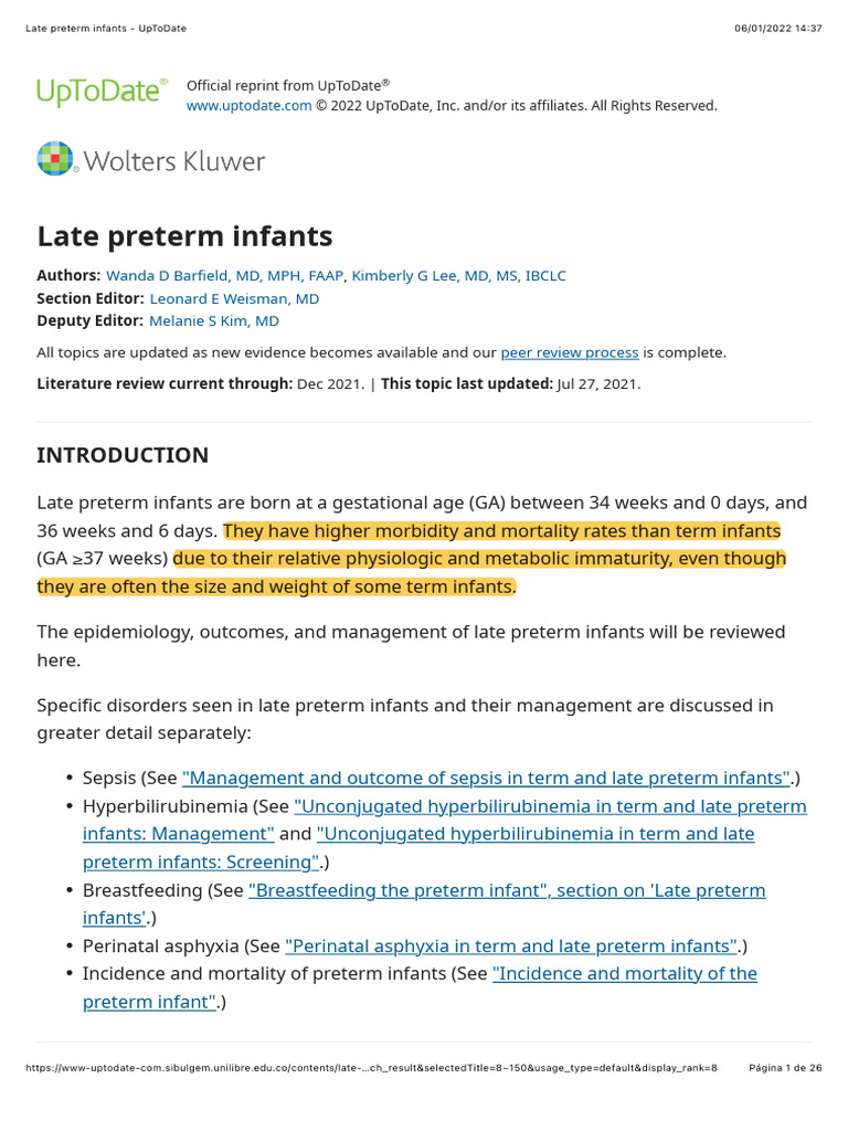 Late Preterm Infants | PDF | Preterm Birth | Prenatal Development