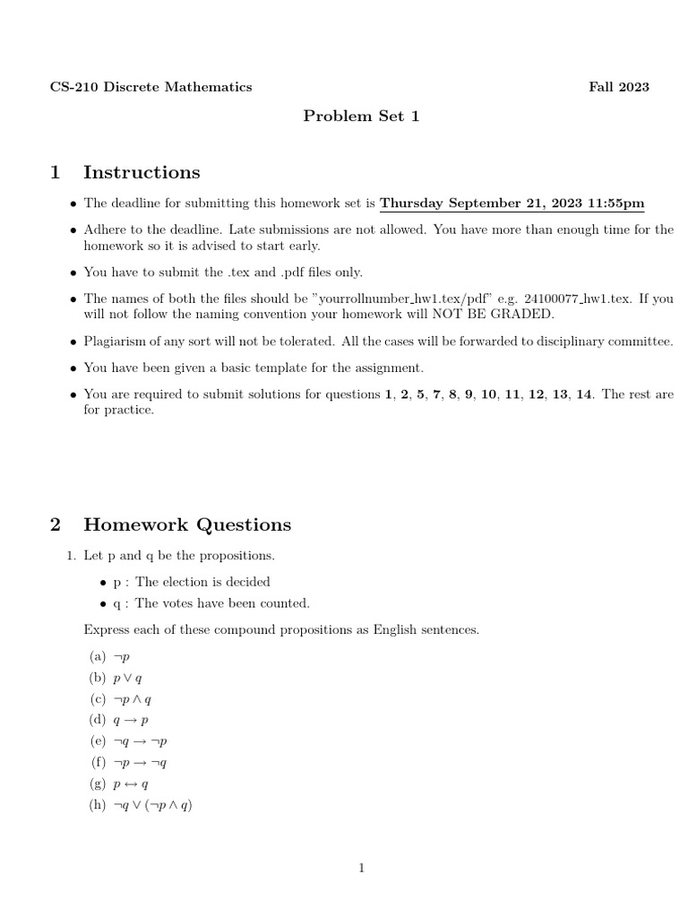 CS210_Homework1_Fall2023 | PDF