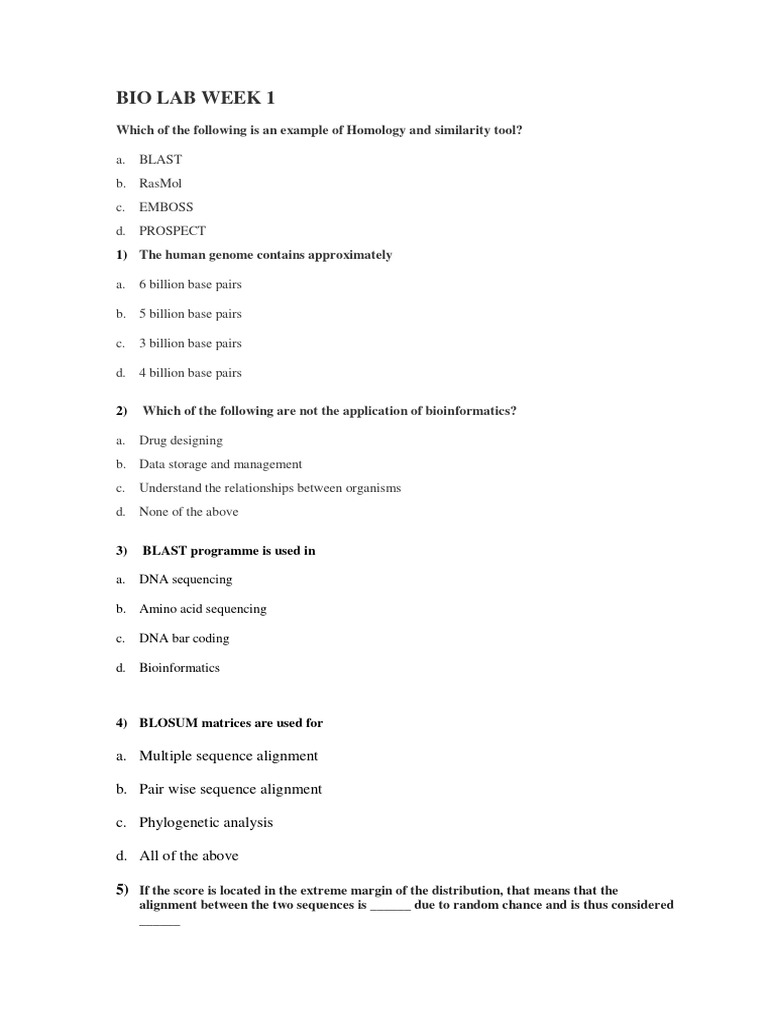 Bio Lab Week 1 | PDF