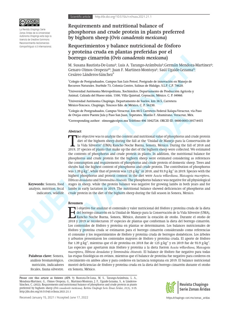 Requirements and Nutritional Balance of Phosphorus and Crude Protein in Plants Preferred by ...