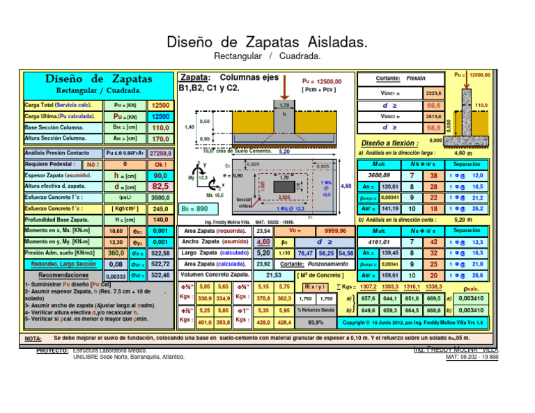 Zapatas Unilibre Tipo 1 | PDF