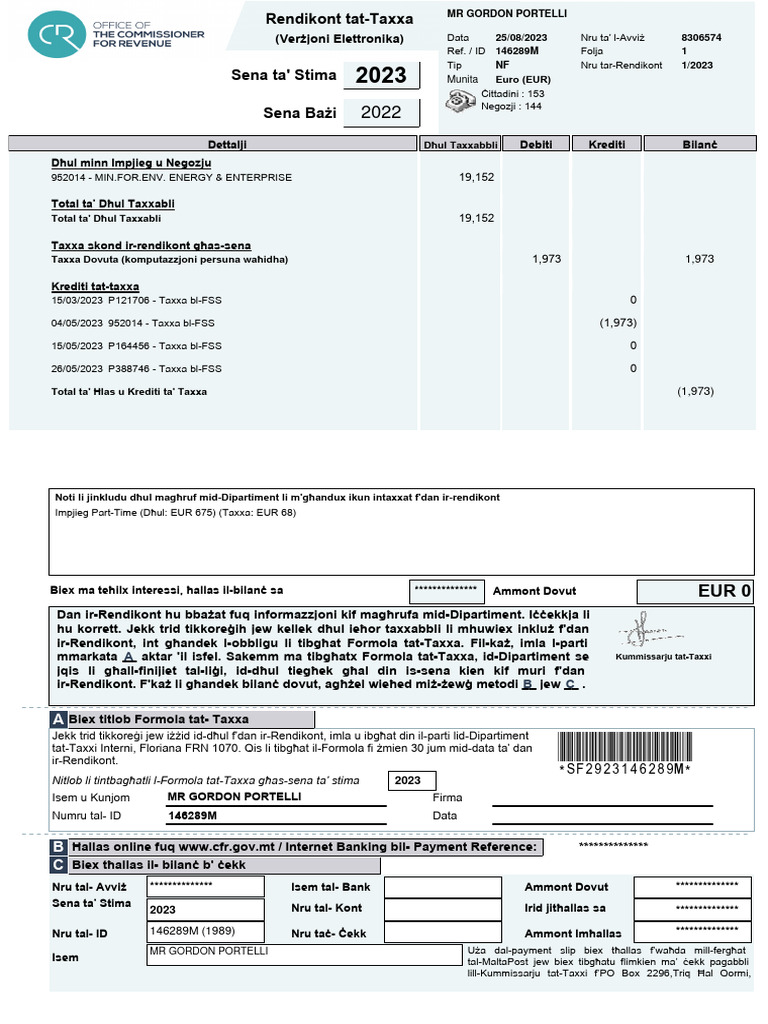 Tax Statement Printout 2023 | PDF