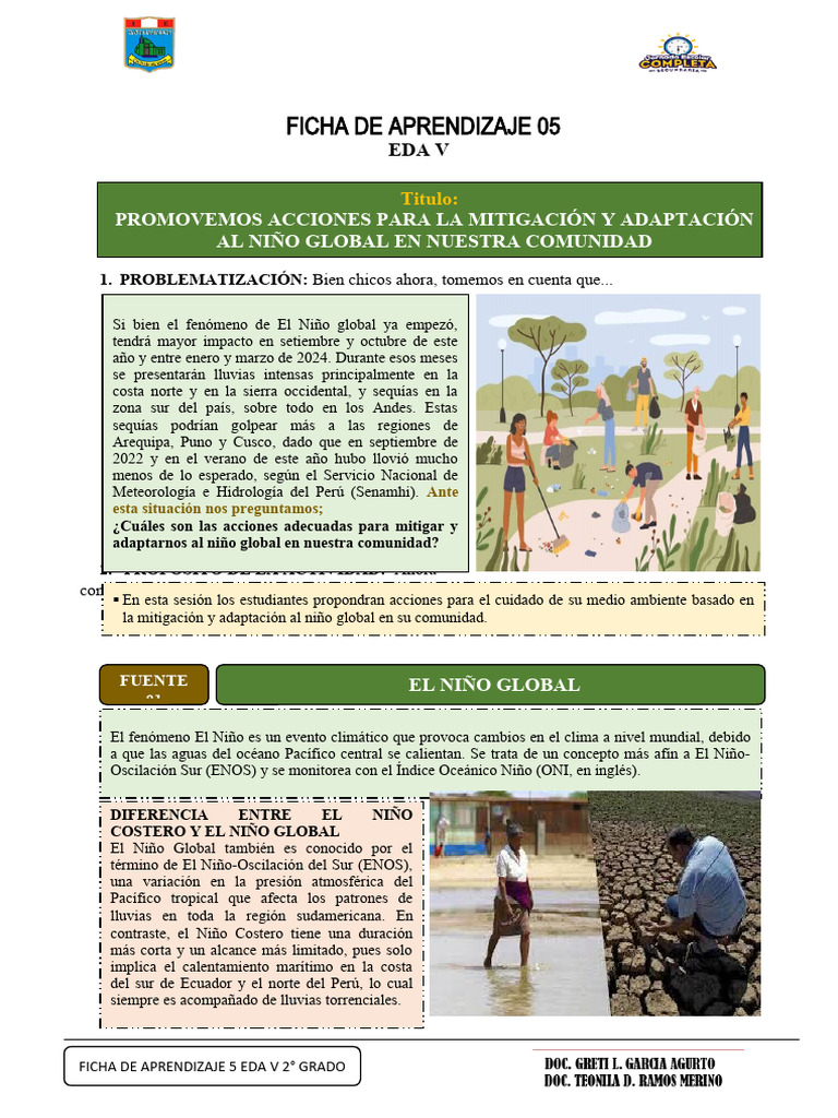 5 Ficha de Aprendizaje CCSS Eda V 2° Grado | PDF