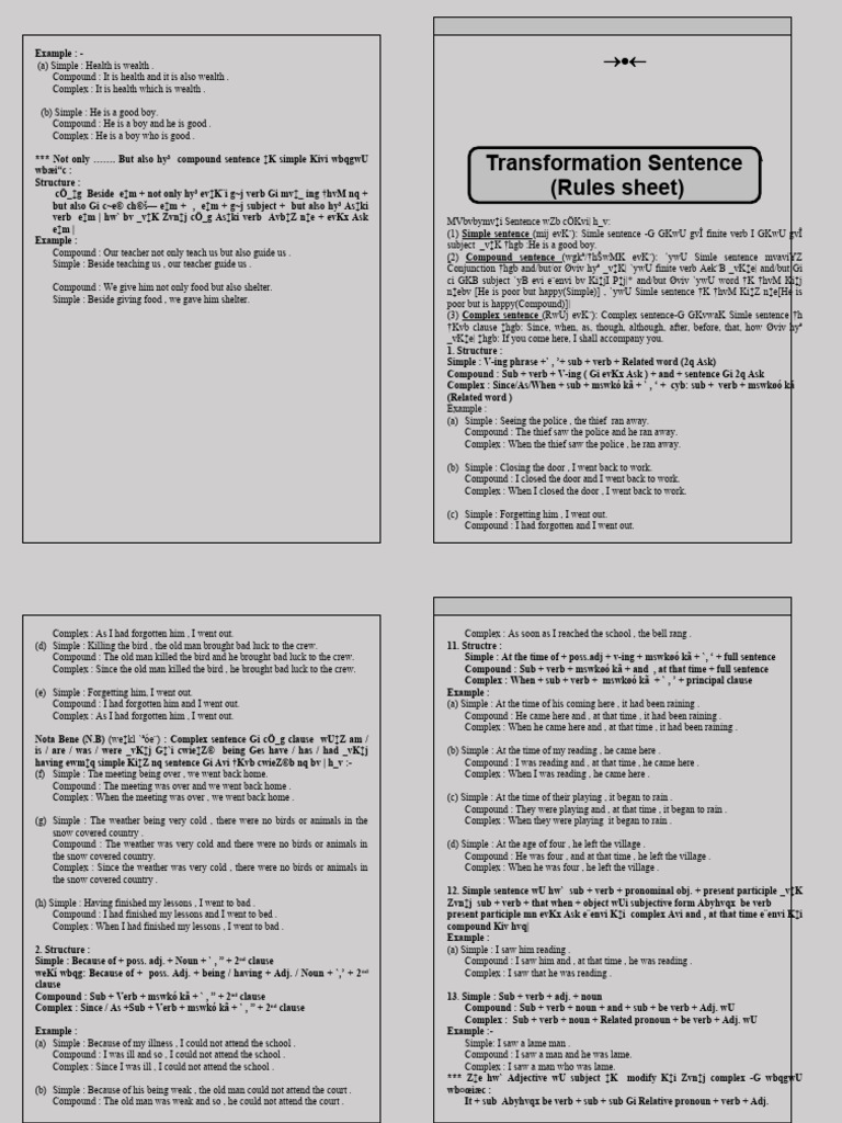 Transformation Sentence Rules | PDF | Syntax | Linguistics