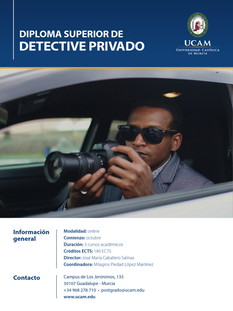 Folleto - Diploma Superior de Detective Privado - Ucam | PDF