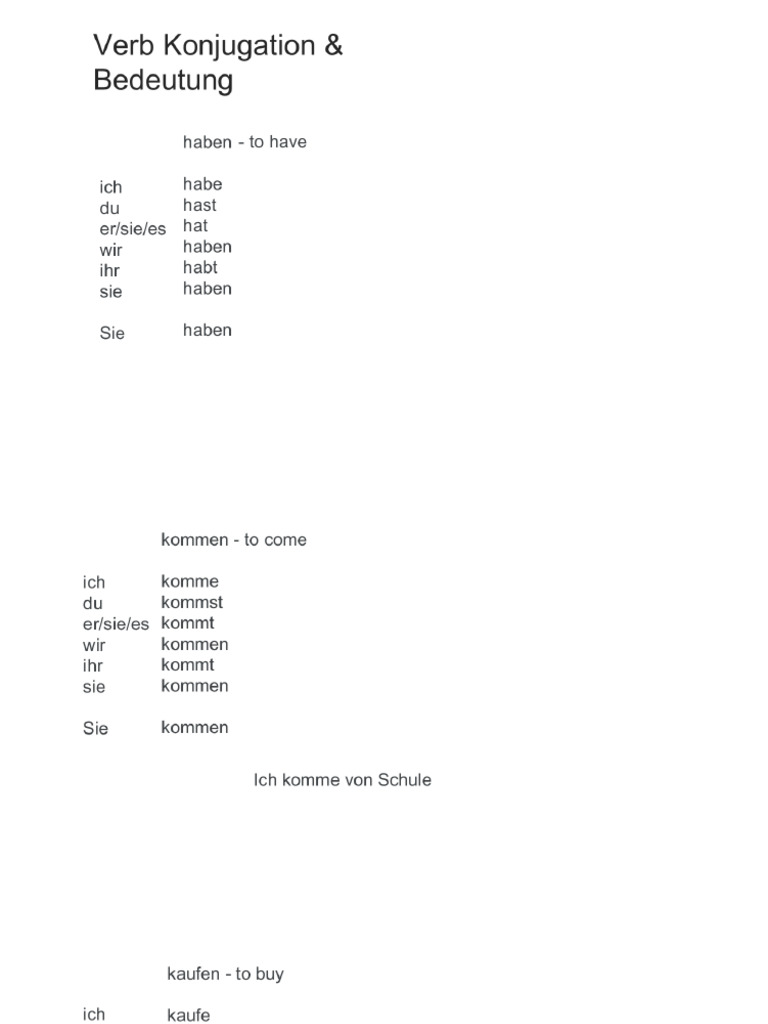 Verb Konjugation Uebung - Aug 2, 2023 | PDF
