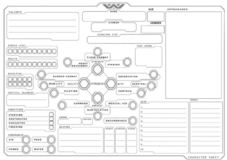 Alien - Character Sheet Updated (pg1) [3rd Party] | PDF