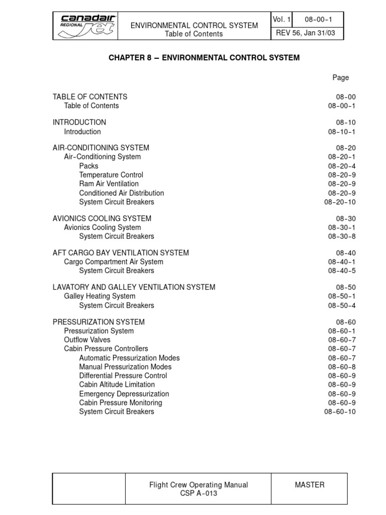 Bombardier CRJ 00-Environmental Control System | PDF | Equipment | Aircraft