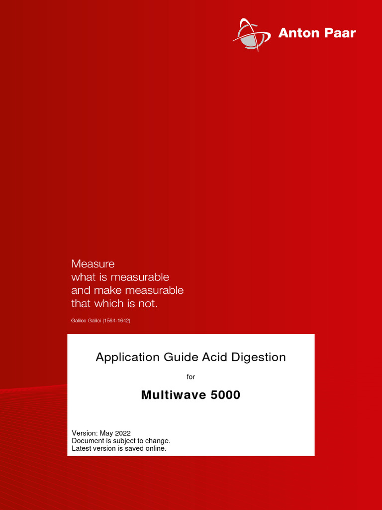 E38IB016EN C Application Guide Acid Digestion For Multiwave 5000 | PDF