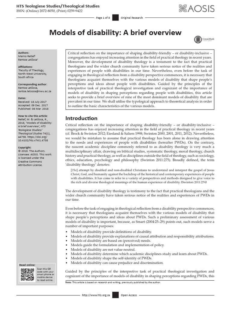 Models of Disability - 2020-1 | PDF