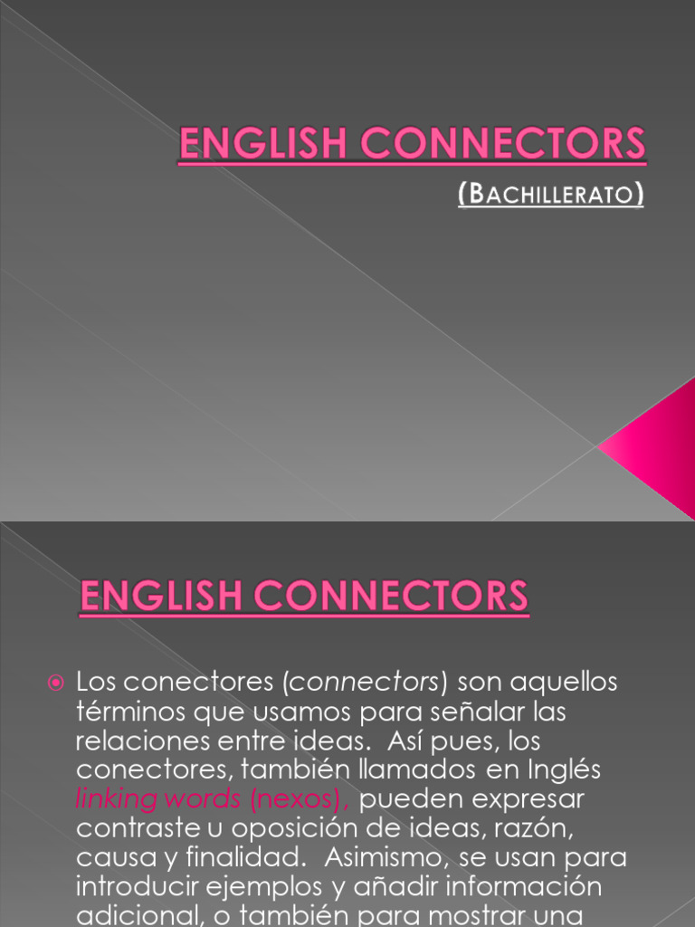 English Connectors | PDF | Unidades Semánticas | Sintaxis