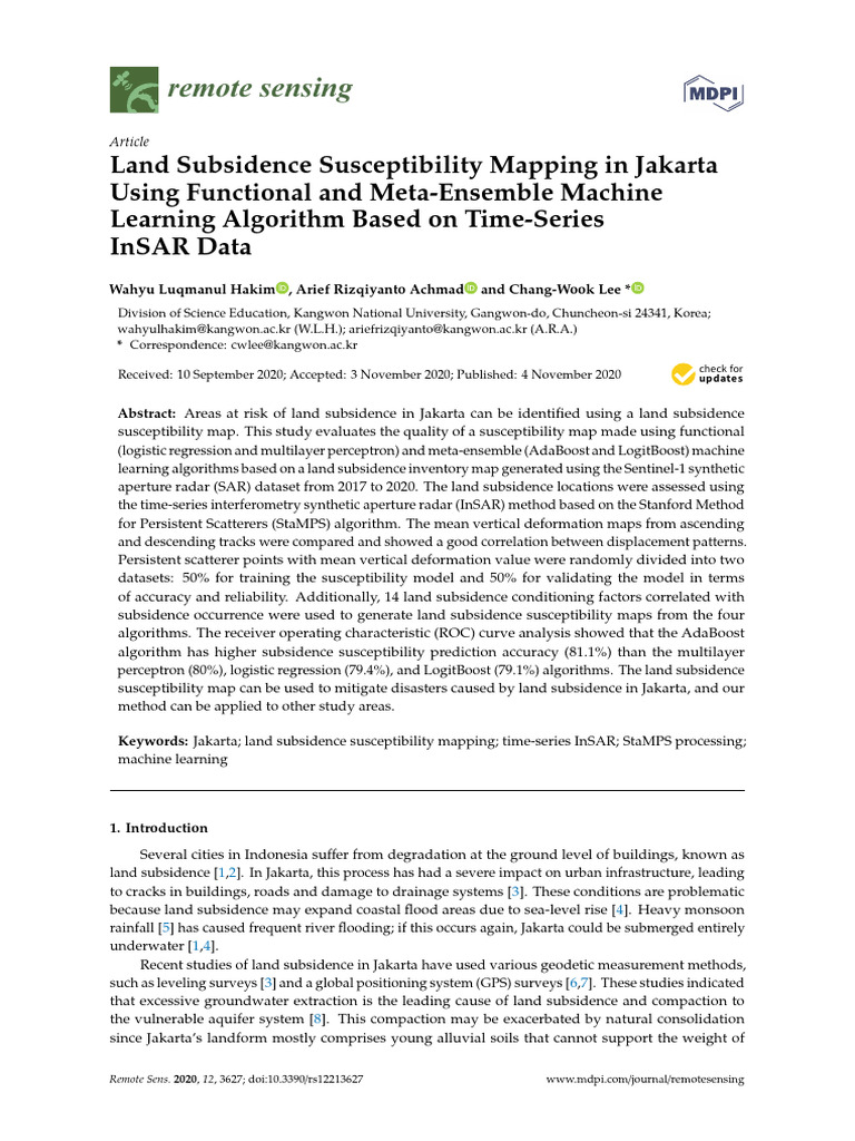 Land Subsidence Susceptibility Mapping in Jakarta Using Functional and ... Land Subsidence Susceptibility Mapping in Jakarta Using Functional and ...