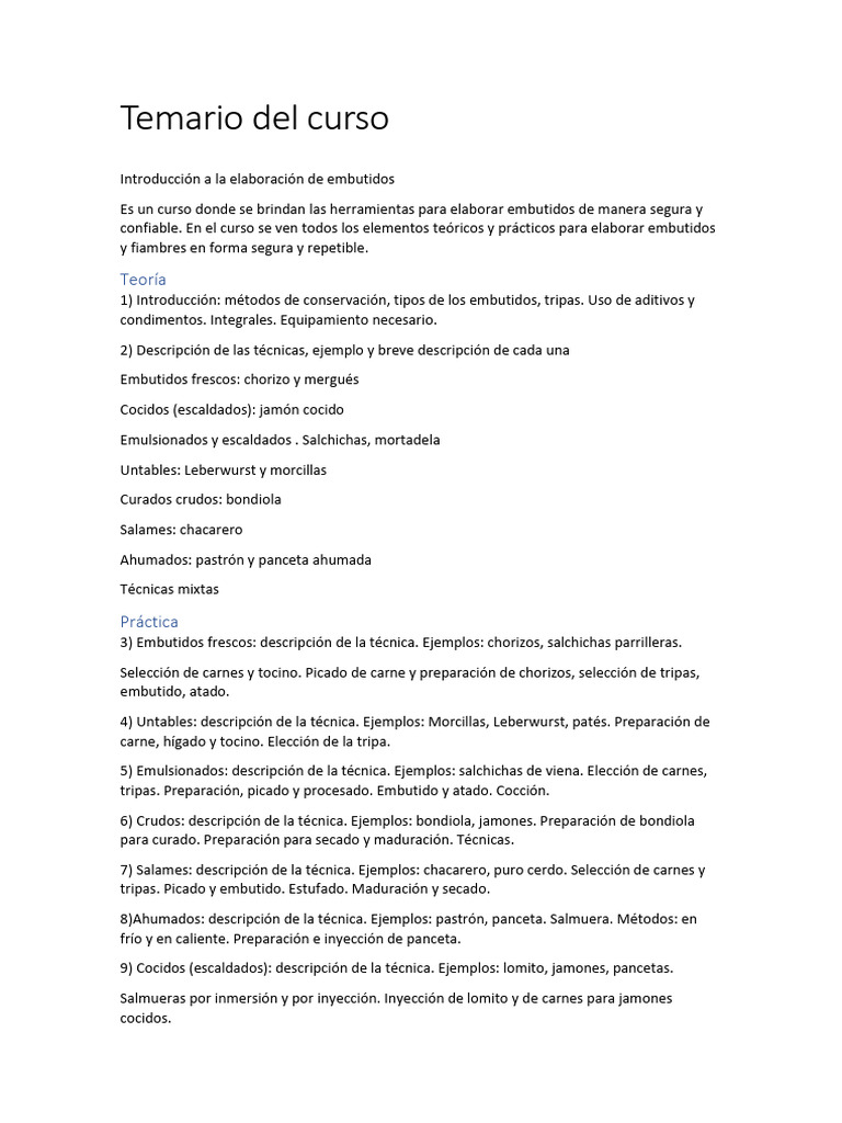 Temario Del Curso | PDF