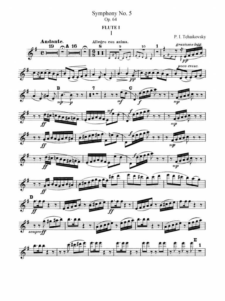 Tchaik Symphony 5 Jurgenson - Flute - 1 3 Piccolo | PDF