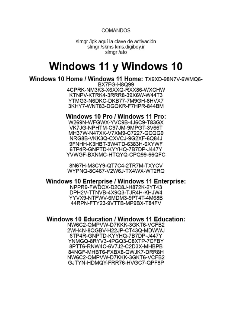 Claves de Activacion Windows | PDF