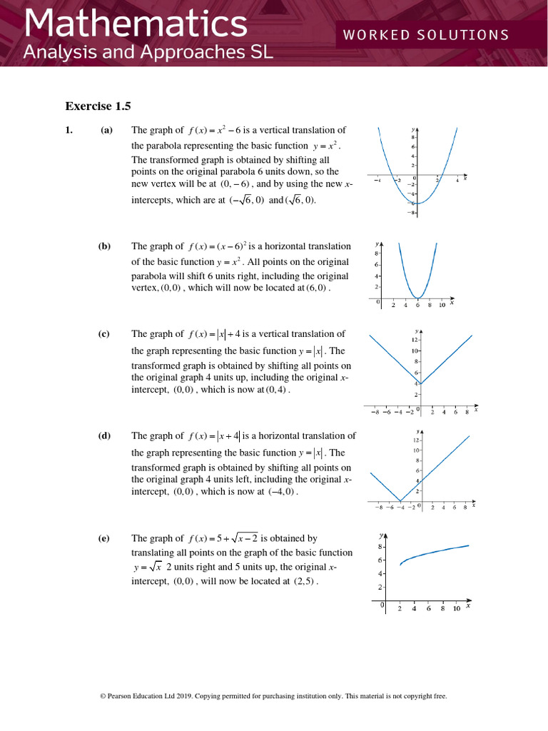 Analysis and Approaches - SL - Worked Solutions - ch1-5 | PDF