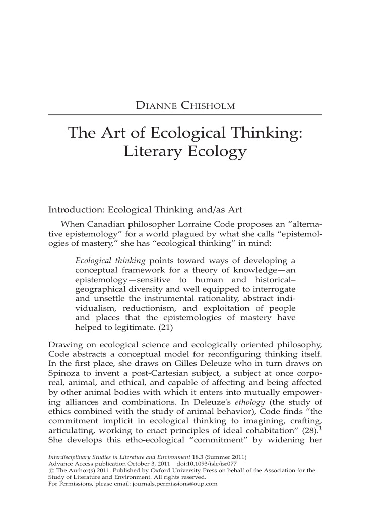 The Art Of Ecological Thinking Literary Pdf