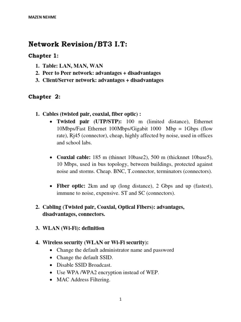 Network Revision/BT3 I.T:: Mazen Nehme | PDF