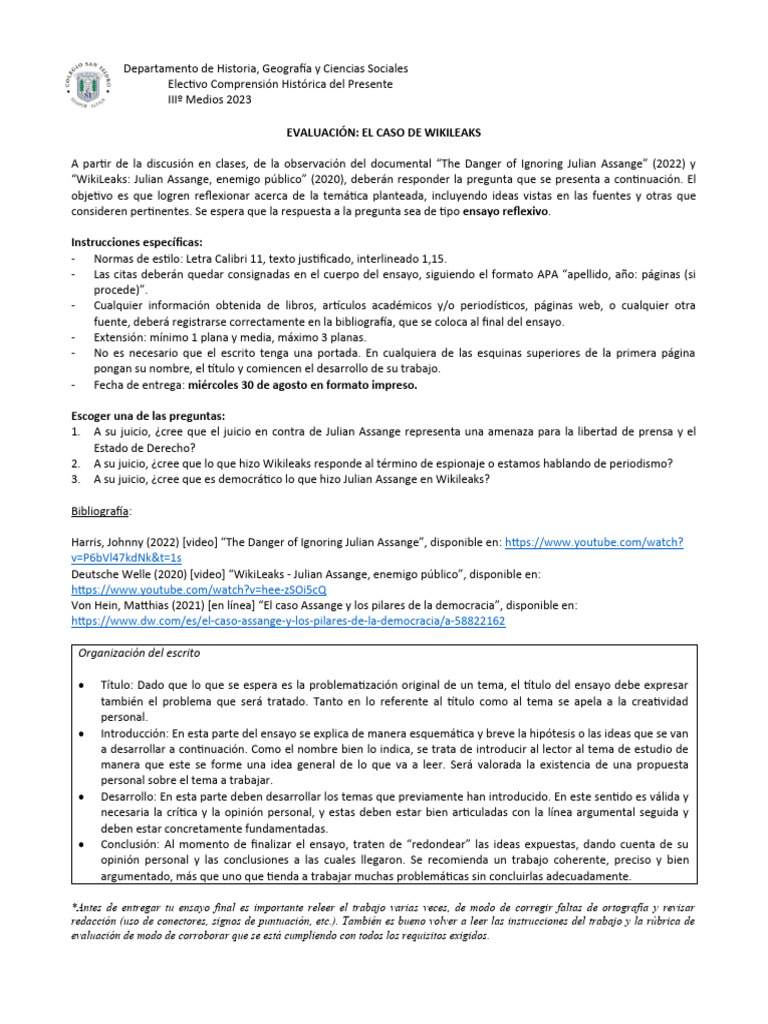 Ensayo Wikileaks | PDF