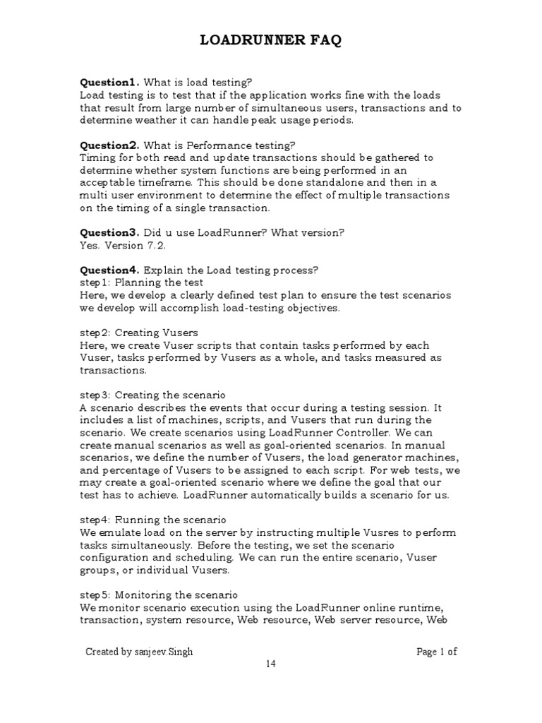 Load Runner Faq | PDF | Web Server | Internet & Web