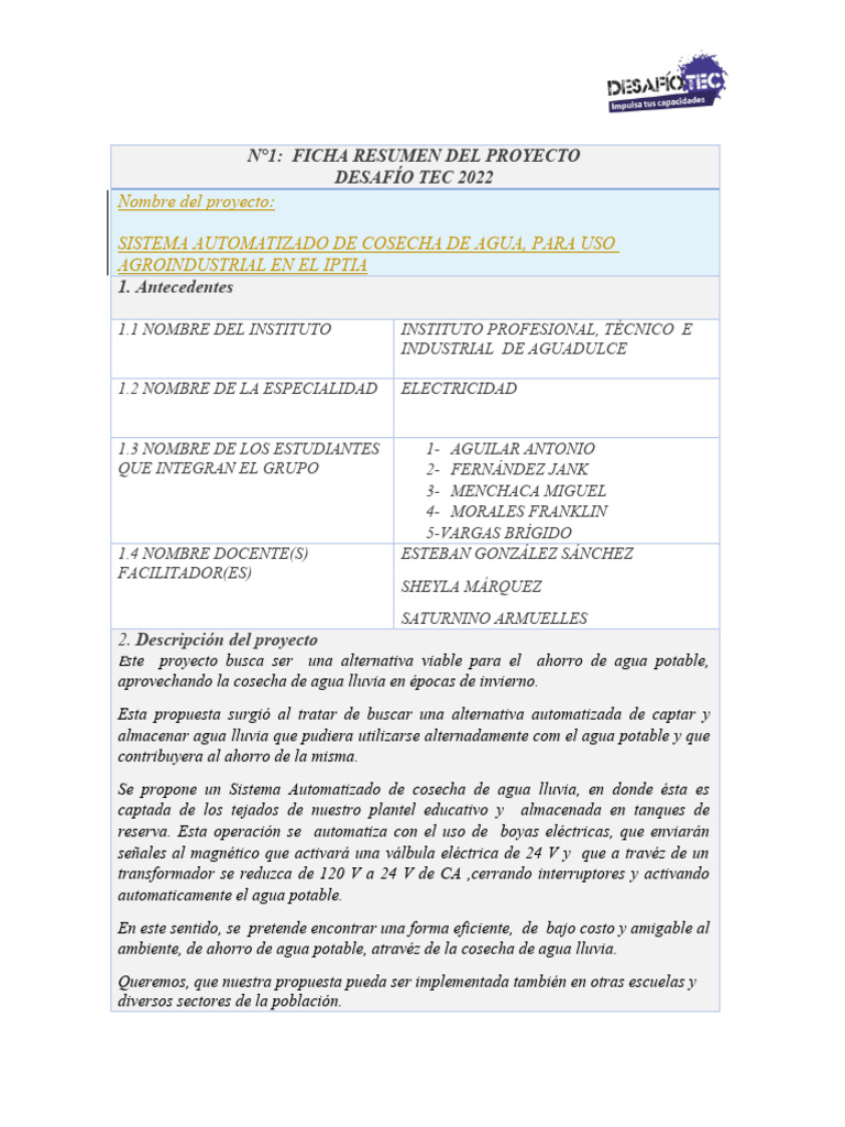 Desafio Tec - FICHA TECNICA 003 | PDF