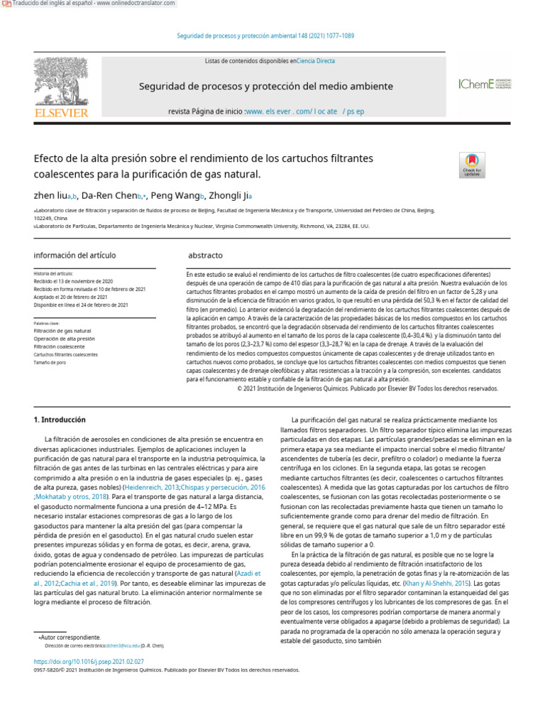 Filtros Coalescentes - En.es | PDF | Filtración | Gas natural