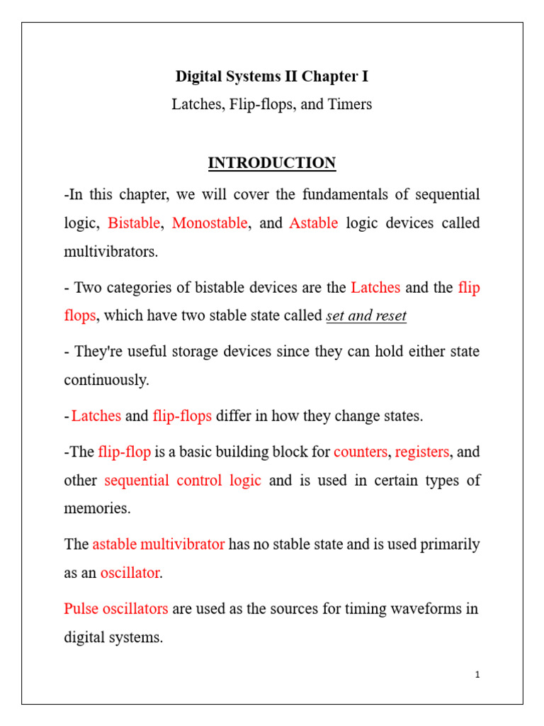 Digital Systems II Chapter I | PDF