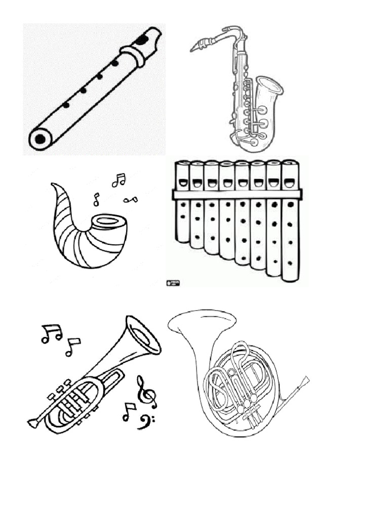 8 instrumentos musicales para colorear | PDF