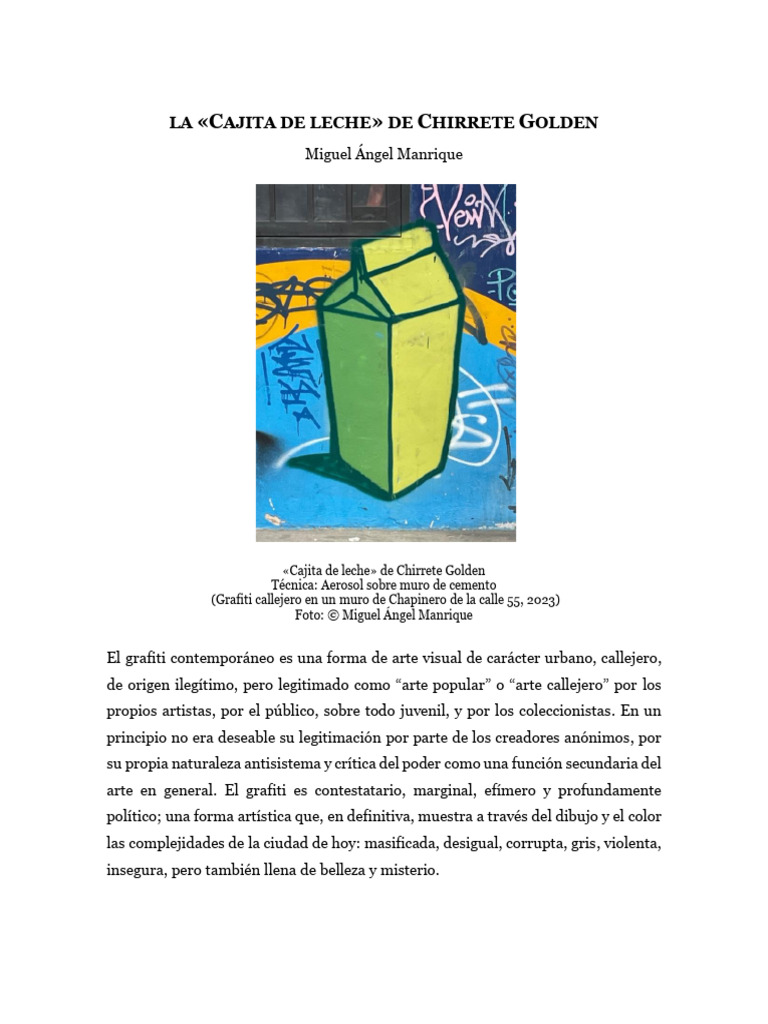 La "Cajita de Leche" de Chirrete Golden | PDF