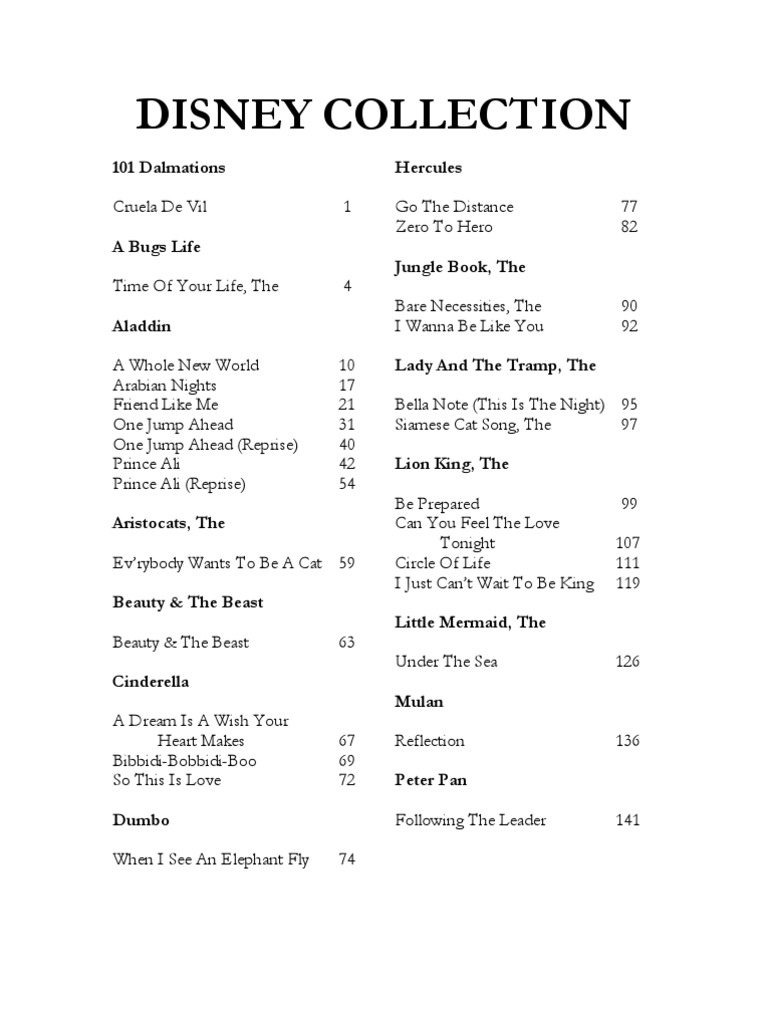 Disney Song Collection Overview | PDF