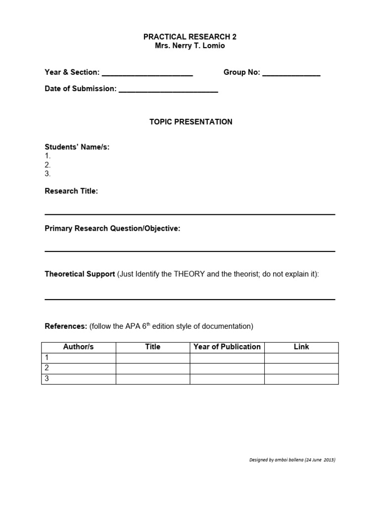 Research Topic Form | PDF
