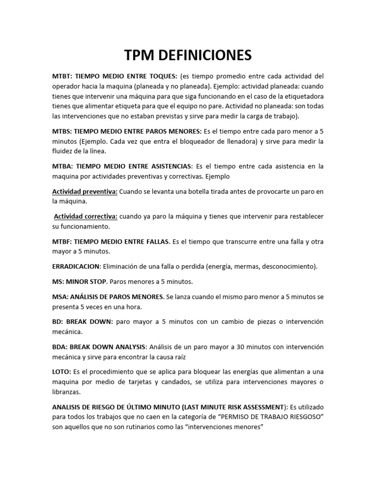 TPM Definiciones 2 | PDF