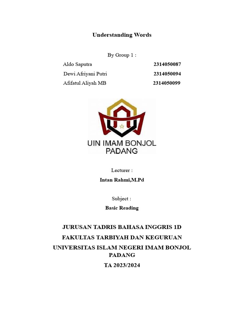 Understanding Words Kel 5 | PDF