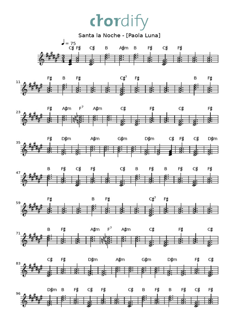 Chordify - Santa La Noche Paola Luna | PDF