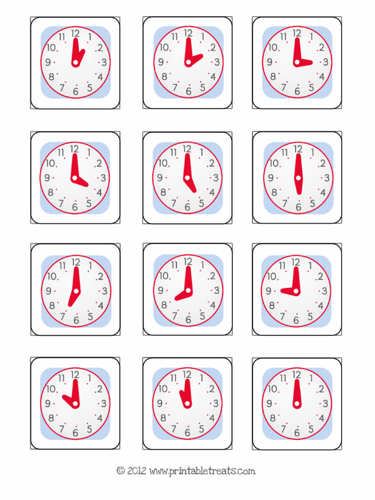 Telling Time Memory Game Printable | PDF