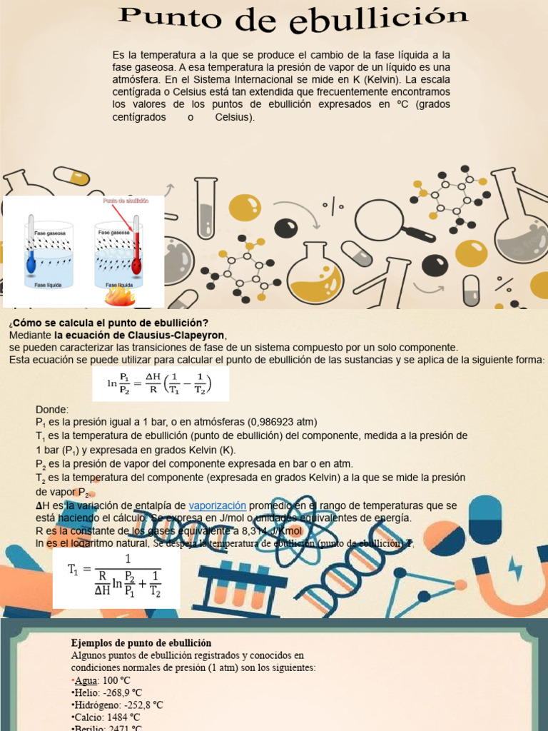 Punto de Ebullición: Cálculo y Ejemplos | PDF