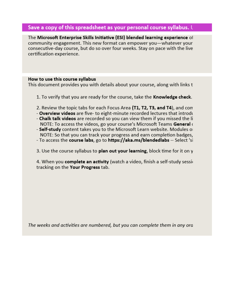 Syllabus Tracker PL-300 | PDF