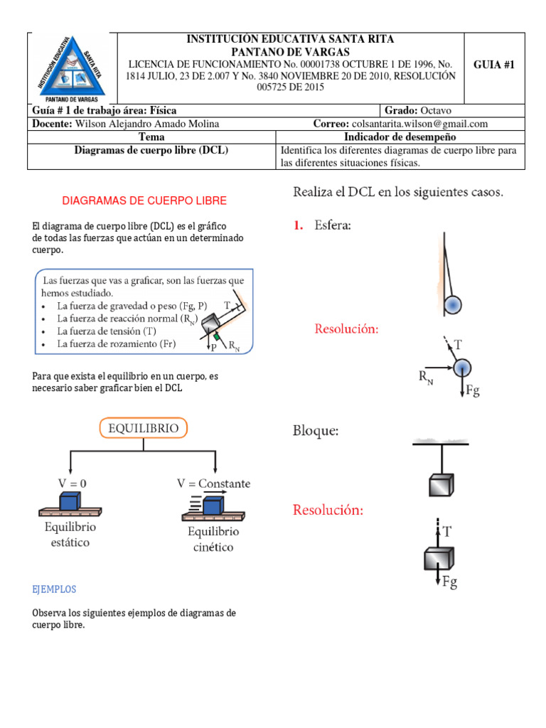 Guia Nº1 Diagramas De Cuerpo Libre Dcl Pdf